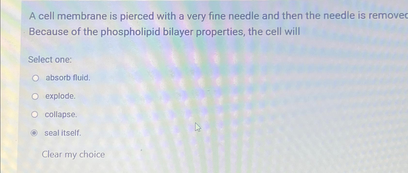 Solved A cell membrane is pierced with a very fine needle | Chegg.com