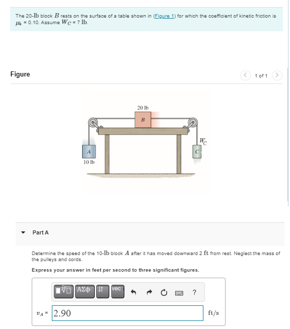 Solved The 20-lb ﻿block B ﻿rests on the surface of a table | Chegg.com