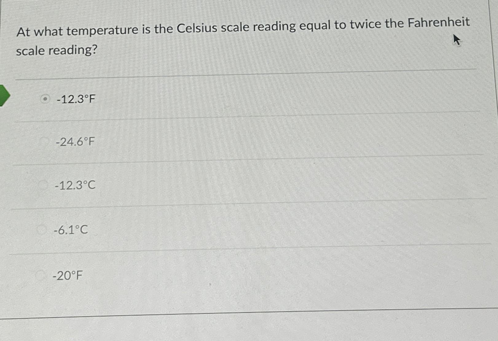Solved At what temperature is the Celsius scale reading | Chegg.com