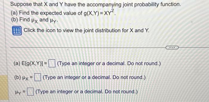 Solved Suppose that X and Y have the accompanying joint | Chegg.com