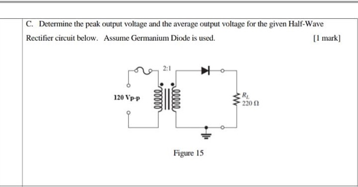 Solved C. Determine the peak output voltage and the average | Chegg.com