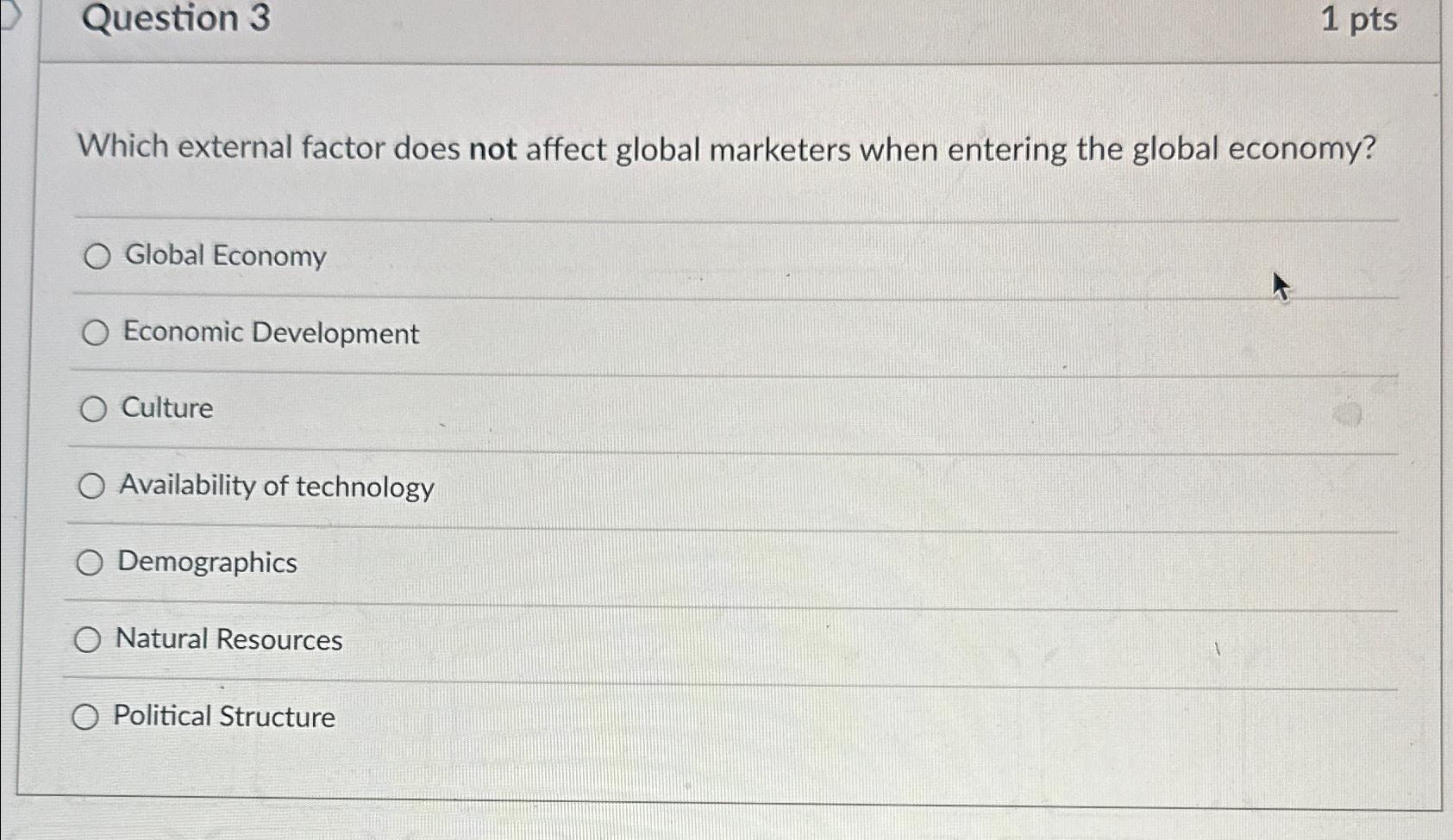 Solved Question 31 ﻿ptsWhich external factor does not affect | Chegg.com