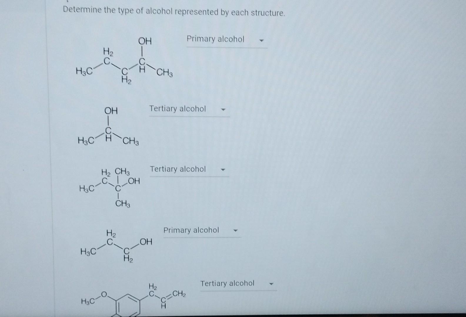 Solved Determine the type of alcohol represented by each | Chegg.com