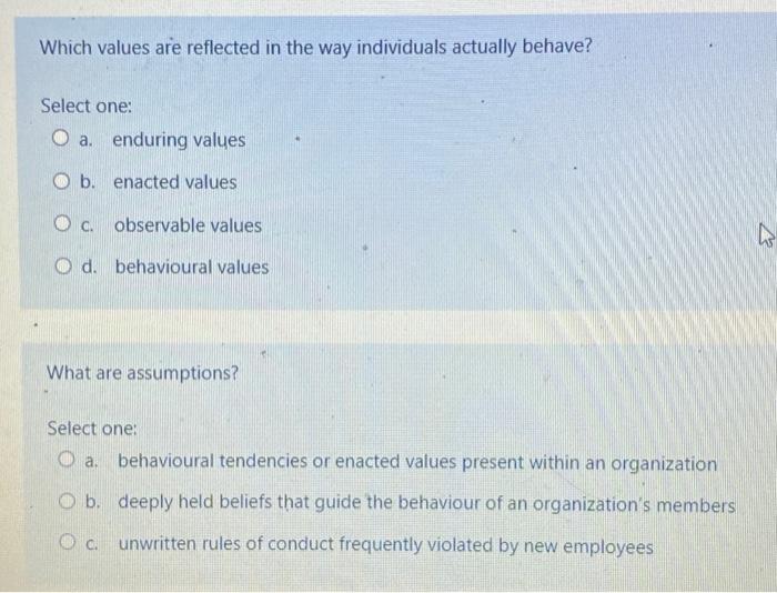 Solved Which values are reflected in the way individuals | Chegg.com