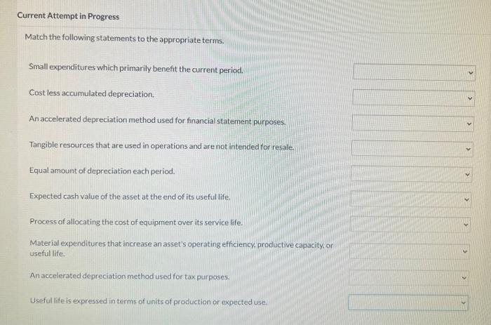 Solved Current Attempt in Progress Match the following | Chegg.com
