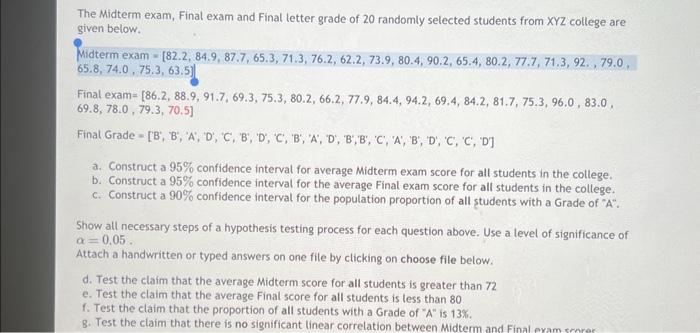 Solved The Midterm exam, Final exam and Final letter grade | Chegg.com