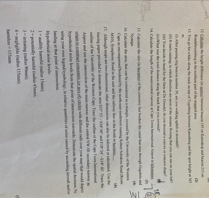 12. Calculate the height difference (in metres) | Chegg.com