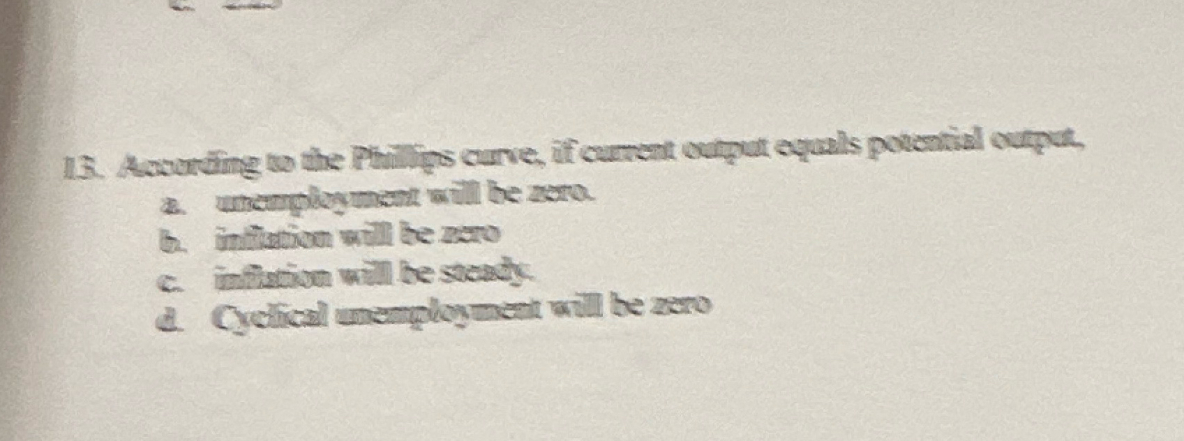 Solved According to the Philips curve, if current output | Chegg.com