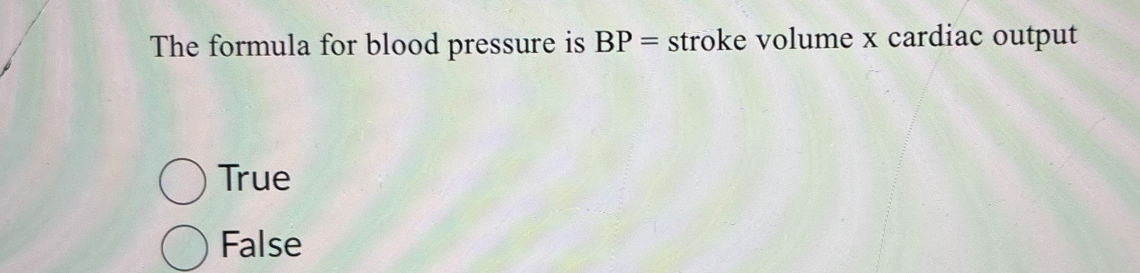 Solved The formula for blood pressure is BP= ﻿stroke volume | Chegg.com