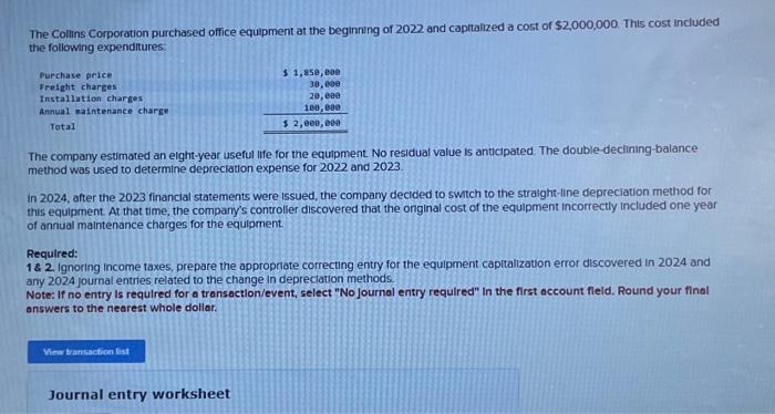 Solved The Collins Corporation purchased office equipment at | Chegg.com