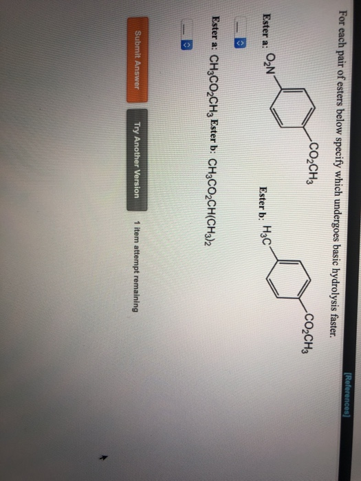 Solved (References) For each pair of esters below specify | Chegg.com