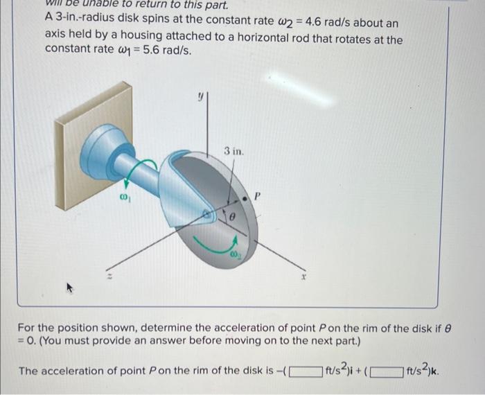 Solved A 3-in.-radius disk spins at the constant rate | Chegg.com