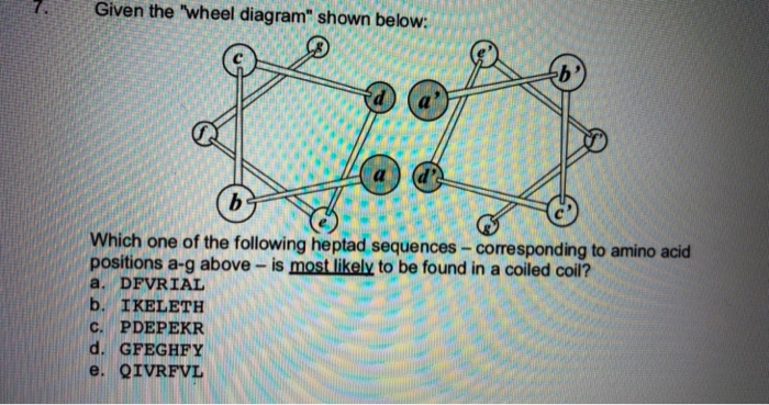 Solved Given the "wheel diagram" shown below: ) TO' IT NIE | Chegg.com