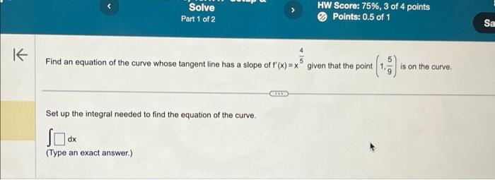 Solved K Solve Part 1 of 2 Set up the integral needed to | Chegg.com