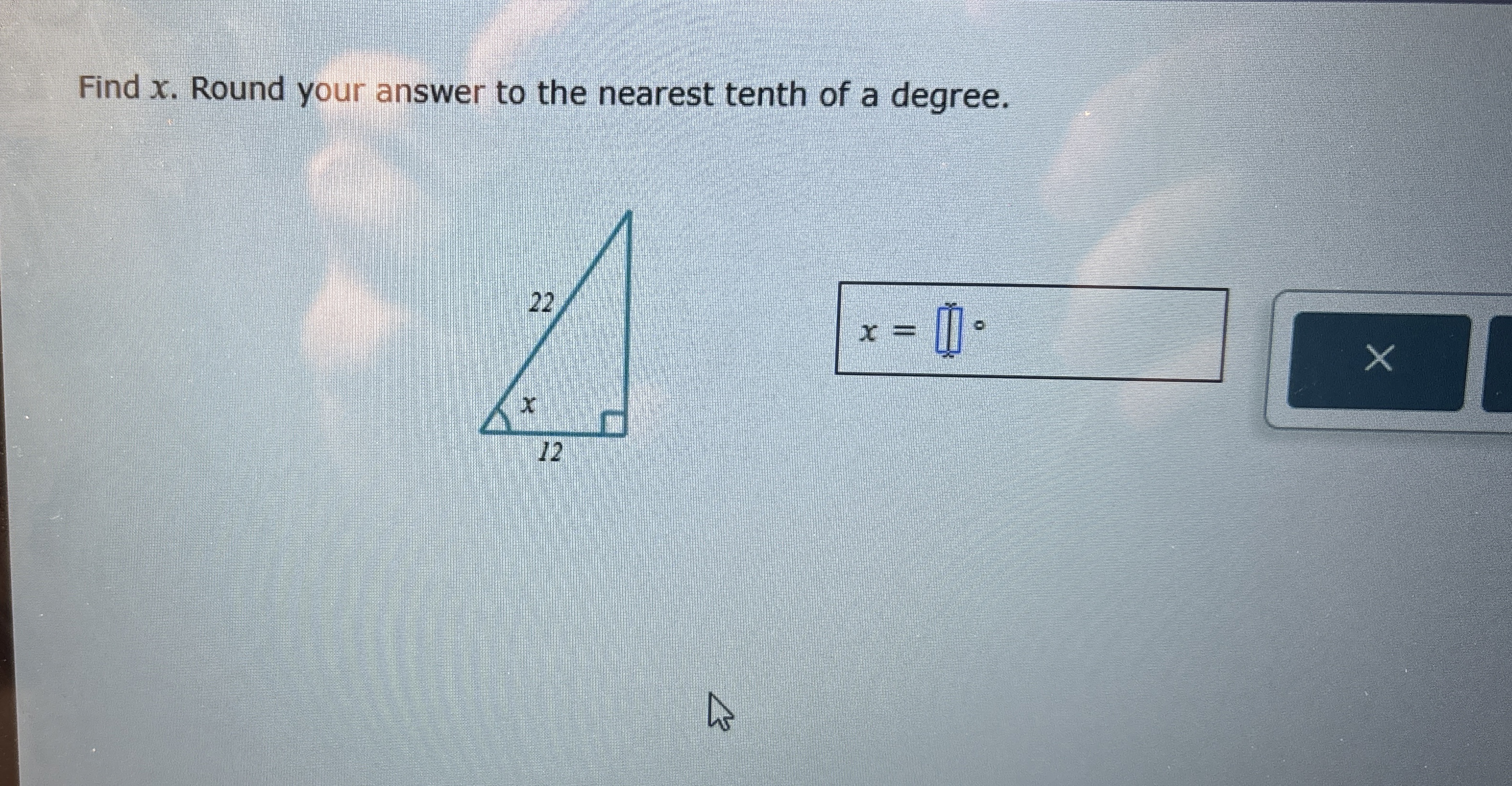 Solved Find x. ﻿Round your answer to the nearest tenth of a | Chegg.com