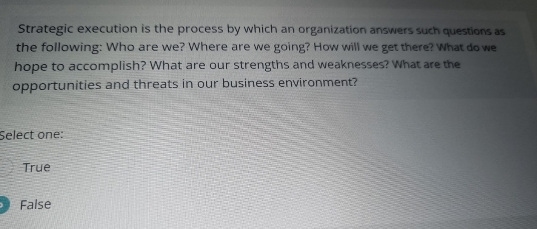 Solved Strategic execution is the process by which an | Chegg.com