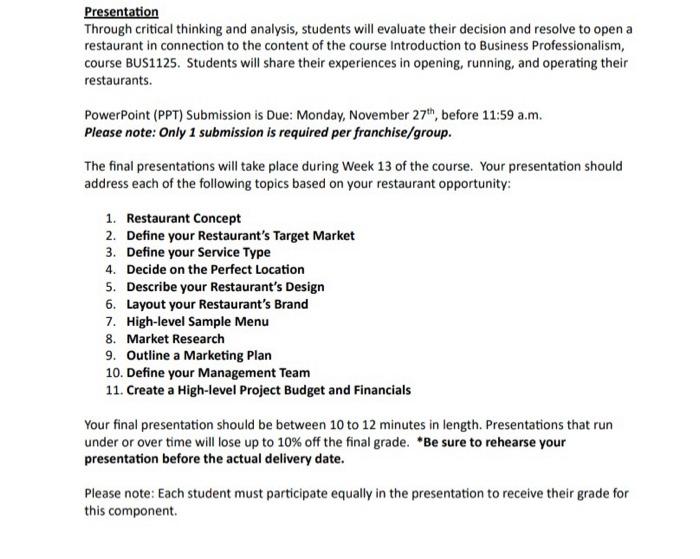 Presentation Through critical thinking and analysis, | Chegg.com