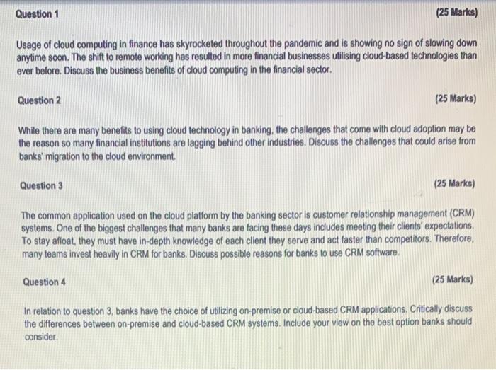 Solved Cloud computing is a type of on-demand service that | Chegg.com