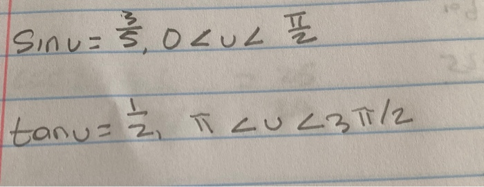 Solved find the exact values of sin 2u, cos 2u, and tan 2u | Chegg.com