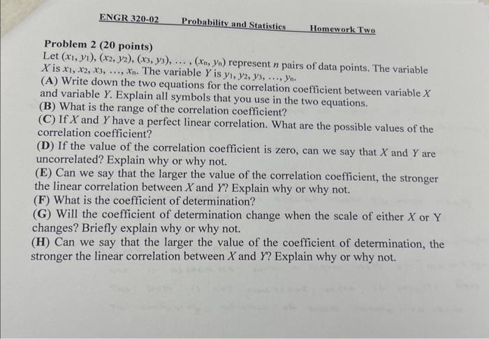Problem 2 (20 points) Let | Chegg.com