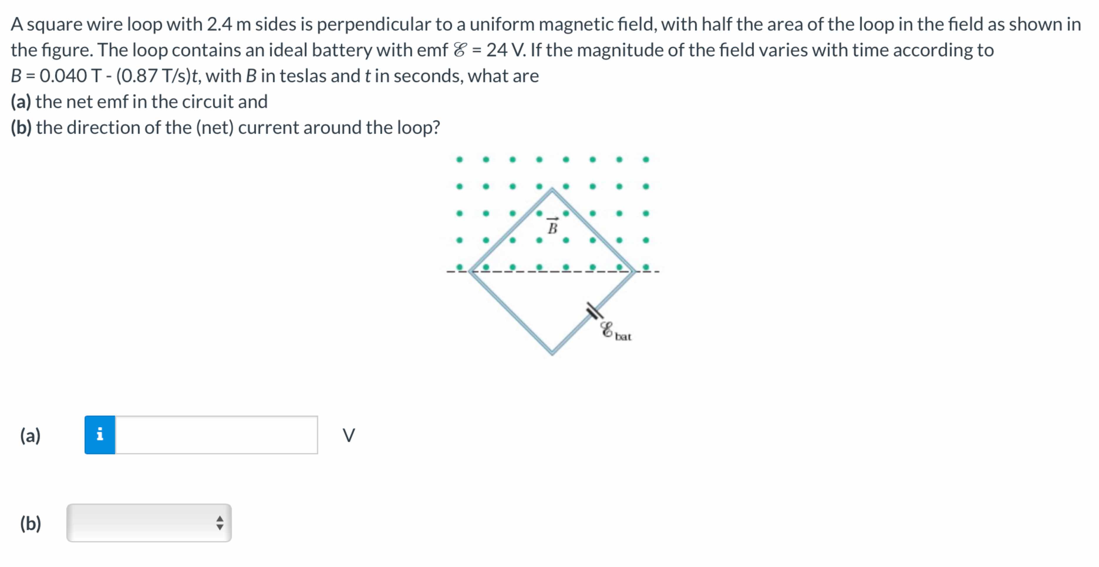 Solved A square wire loop with 2.4m ﻿sides is perpendicular | Chegg.com