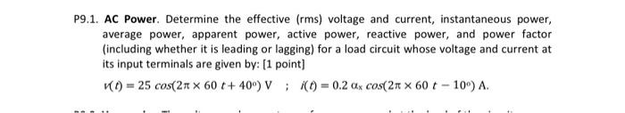 .1. AC Power. Determine the effective (rms) voltage | Chegg.com