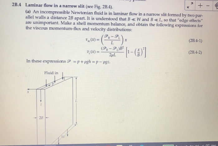 Solved 28.4 Laminar flow in a narrow slit (see Fig. 2B.4). + | Chegg.com