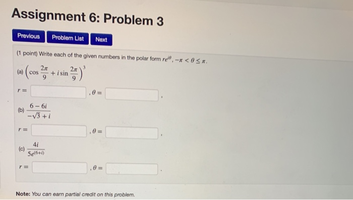 Solved Assignment 6: Problem 3 Previous Problem List Next (1 | Chegg.com
