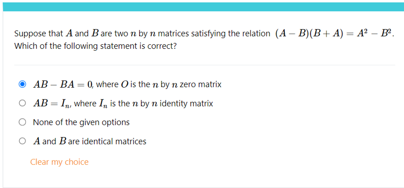 Solved Suppose That A And B ﻿are Two N ﻿by N ﻿matrices 