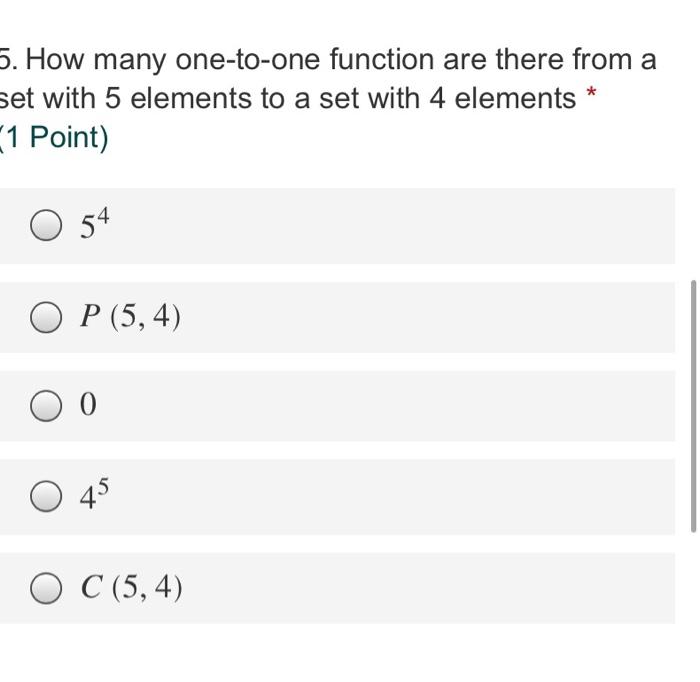 Solved 5. How many one-to-one function are there from a set | Chegg.com