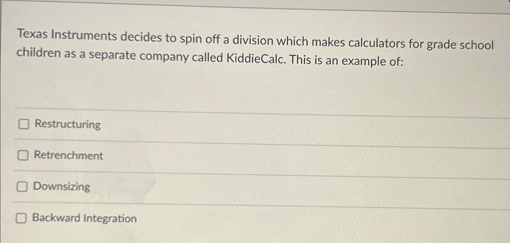 Solved Texas Instruments decides to spin off a division | Chegg.com