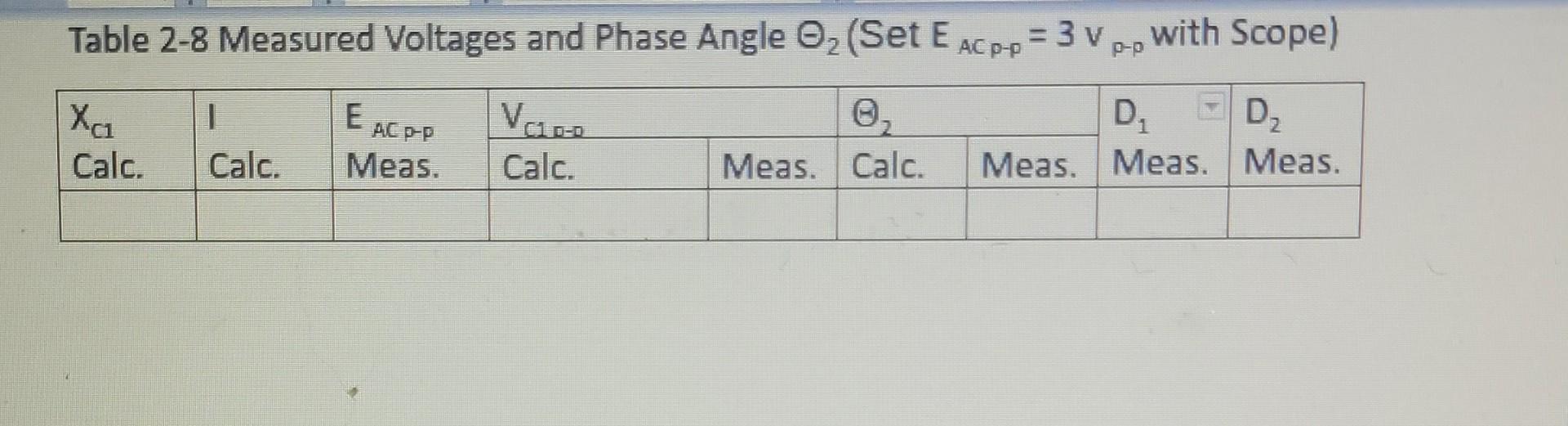 Solved Table 2-4 AC Voltage Measurement (Set Volt. Level to | Chegg.com