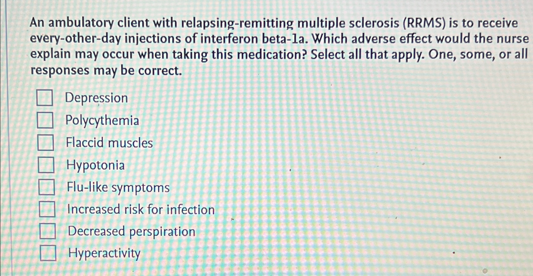 Solved An ambulatory client with relapsing-remitting | Chegg.com