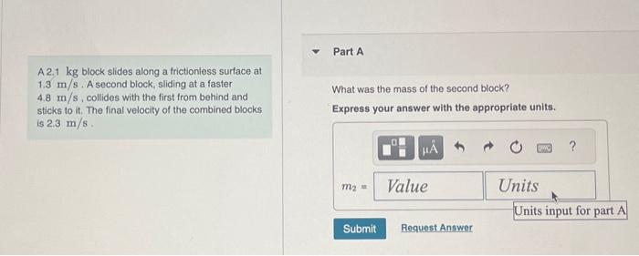 Solved A 2.1 kg block slides along a frictionless surface at | Chegg.com