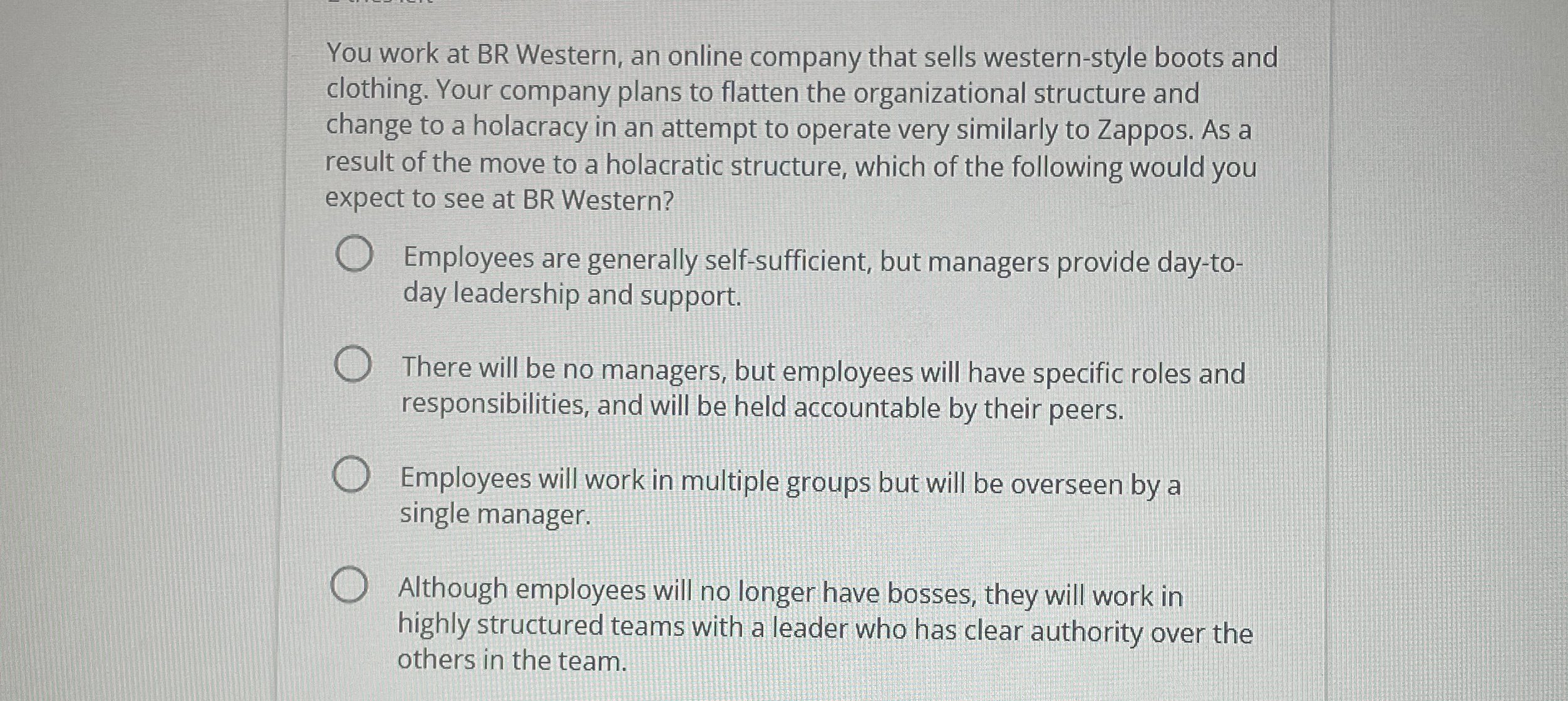 Solved You work at BR Western, an online company that sells | Chegg.com