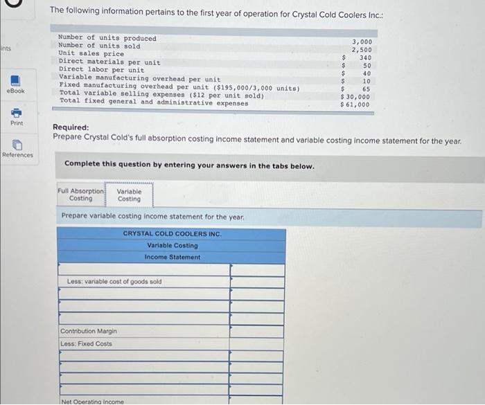 Solved Number of units produced Number of units sold Unit | Chegg.com