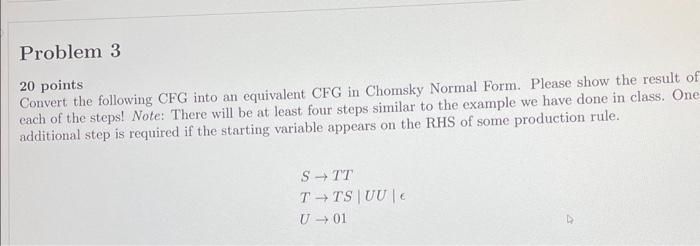Solved 20 points Convert the following CFG into an | Chegg.com