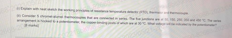 (i) Explain with neat sketch the working principles | Chegg.com