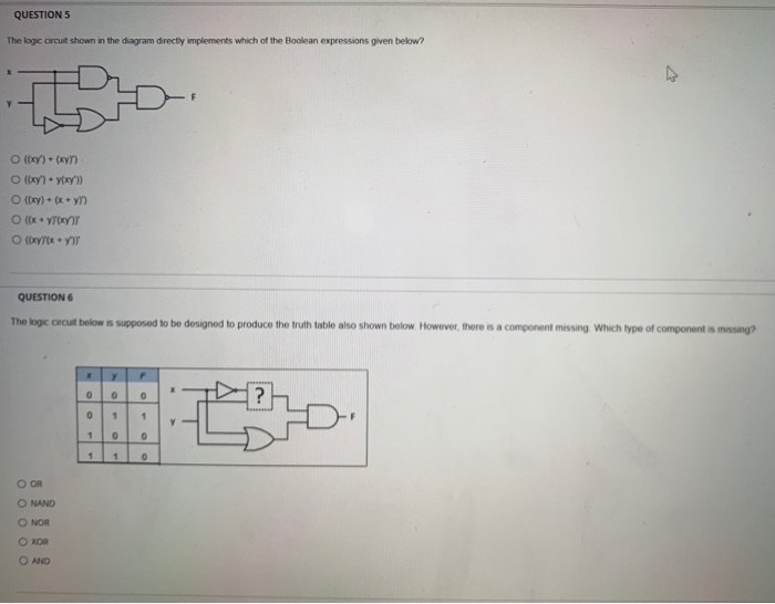 Solved QUESTION 5 The logic circuit shown in the diagram | Chegg.com