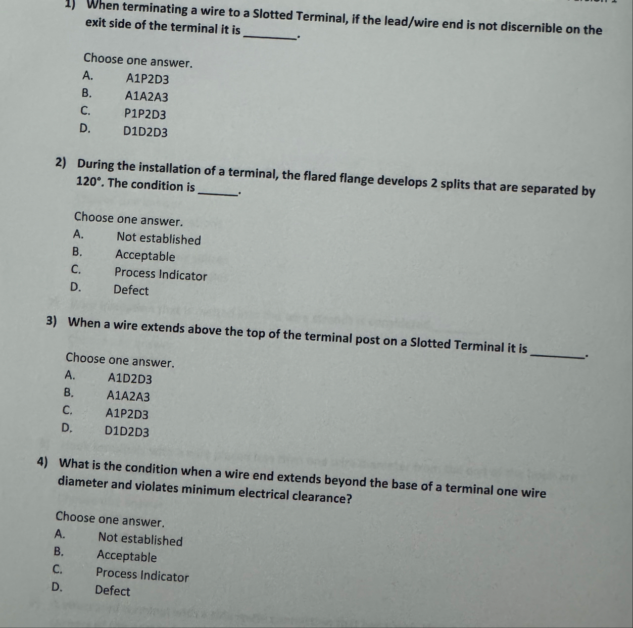 Solved When terminating a wire to a Slotted Terminal, if the | Chegg.com