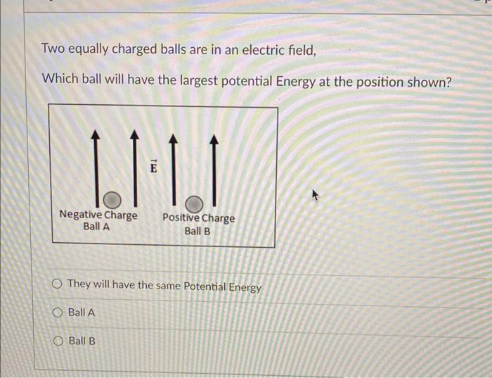 Solved Two equally charged balls are in an electric field, | Chegg.com