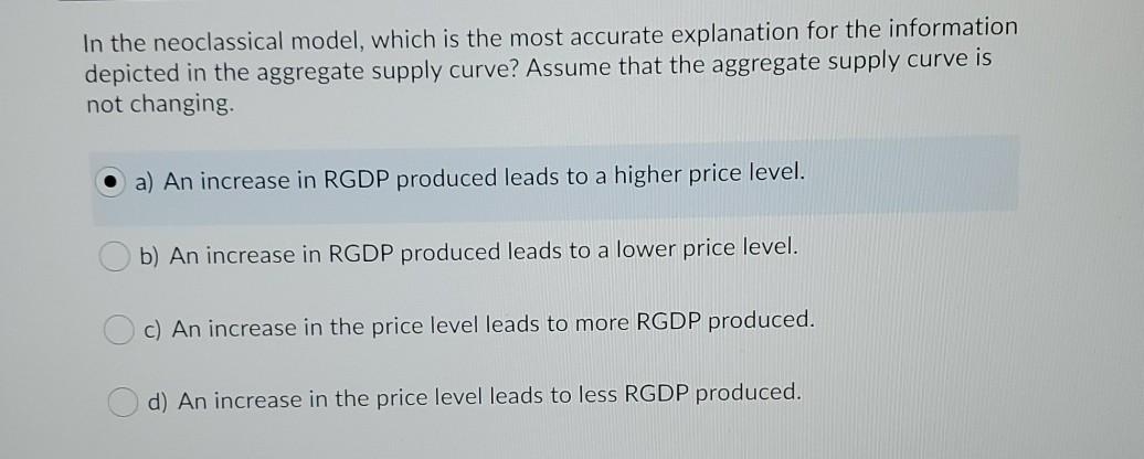 Solved In the neoclassical model, which is the most accurate | Chegg.com