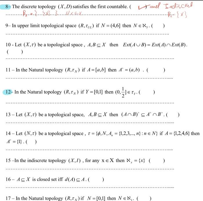 Solved Questions in topology, please solve them completely, | Chegg.com