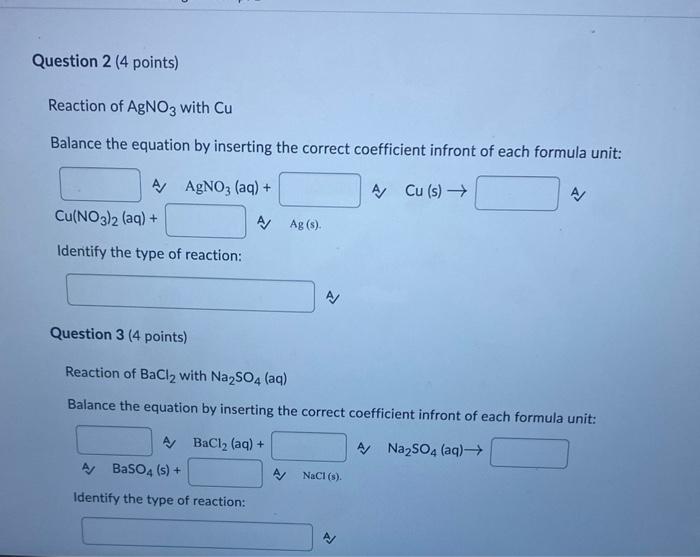 Solved Reaction of AgNO3 with Cu Balance the equation by | Chegg.com