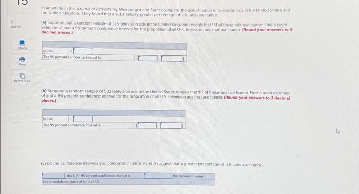 Solved In an article in the Jounal of Adverising, Weinberger | Chegg.com