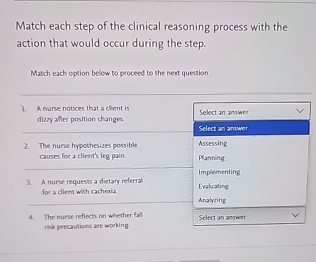 Solved Match each step of the clinical reasoning process | Chegg.com