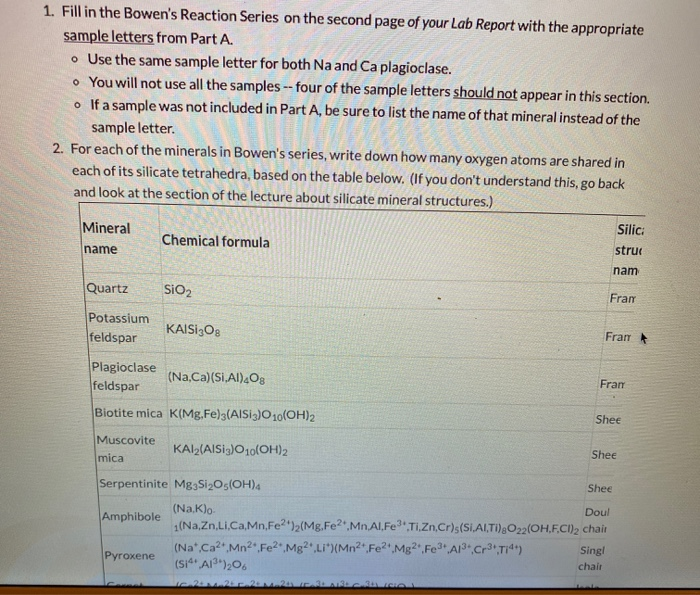 Solved Bowen's Reaction Series Geologist N. L. Bowen | Chegg.com