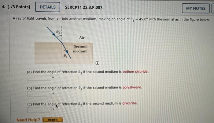 Solved A ray of light travels from air into another medium, | Chegg.com