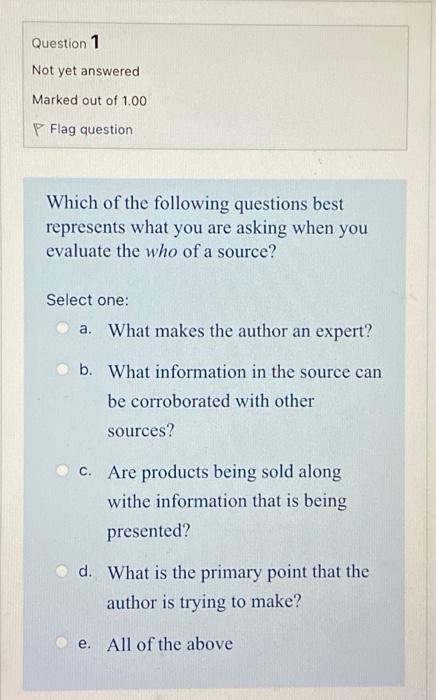 Solved Question 1 Not yet answered Marked out of 1.00 Flag | Chegg.com