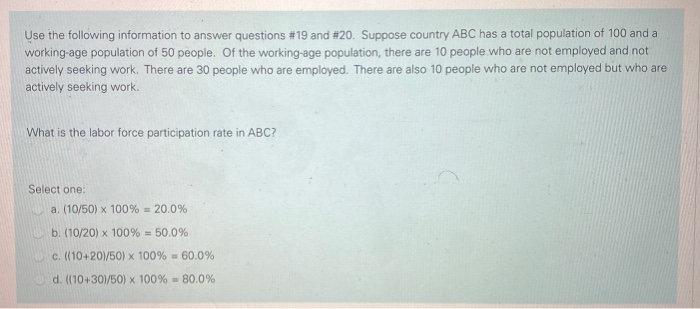 Solved Use the following information to answer questions #19 | Chegg.com